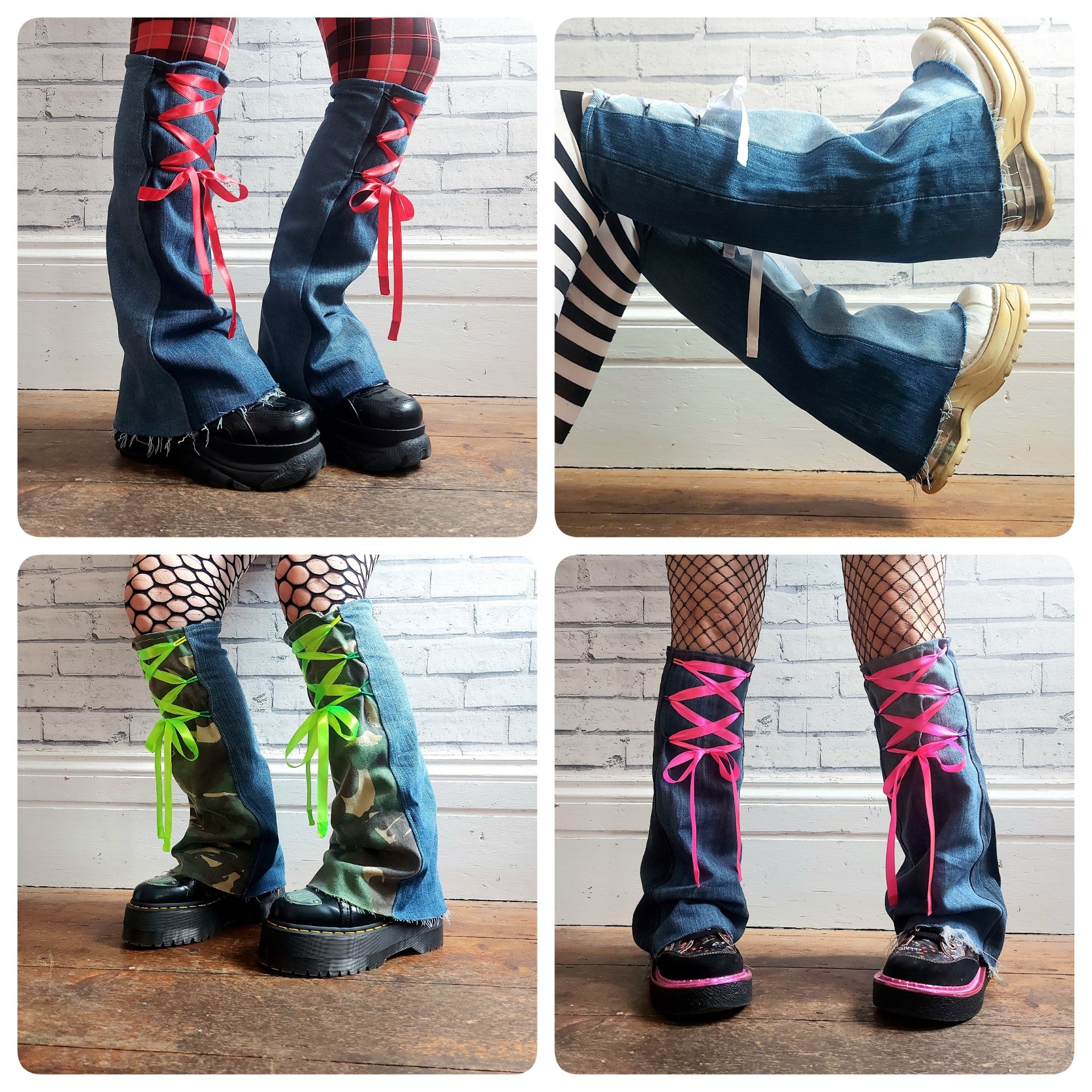 Upcycled Denim Lace-up Legwarmers – Hannah Southsea Upcycled Denim Lace-up Legwarmers – Hannah Southsea